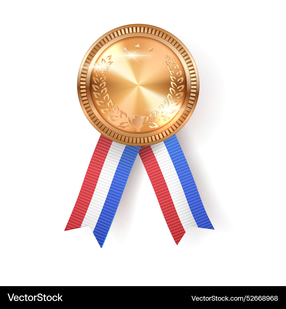 Gold medal with template realistic Royalty Free Vector Image