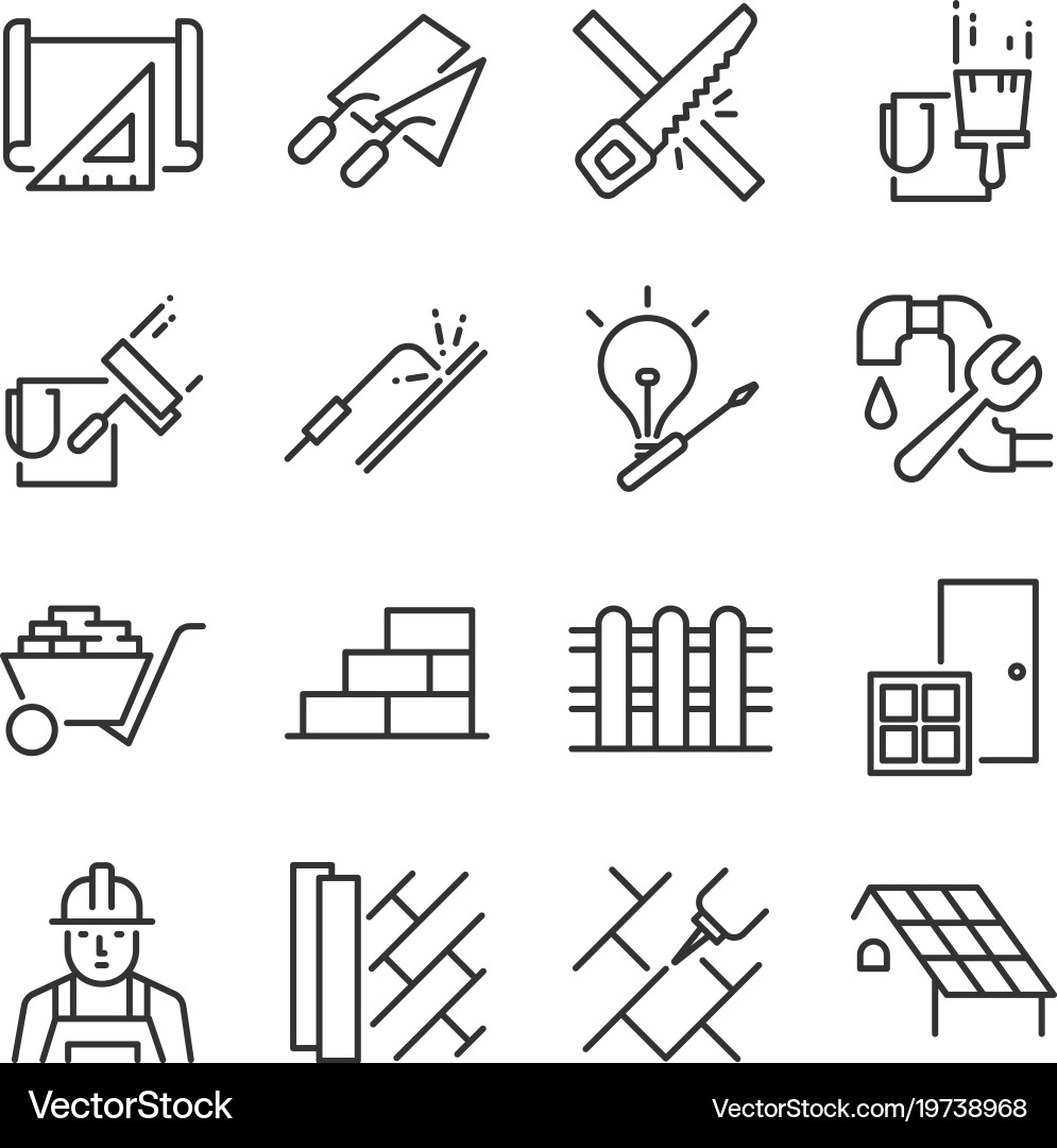 Home renovation icon set Royalty Free Vector Image
