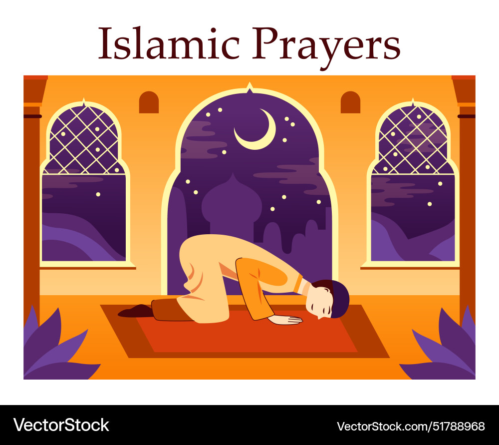 Islamic prayer arabic character pray to allah Vector Image