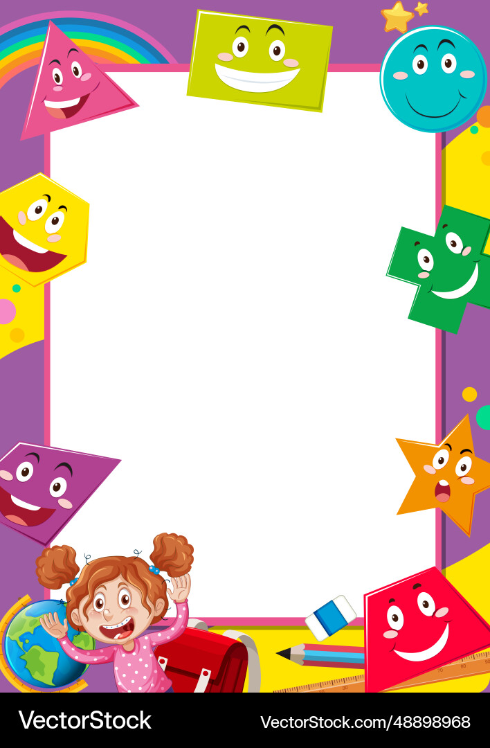 Maths geometric shapes cartoon with female student