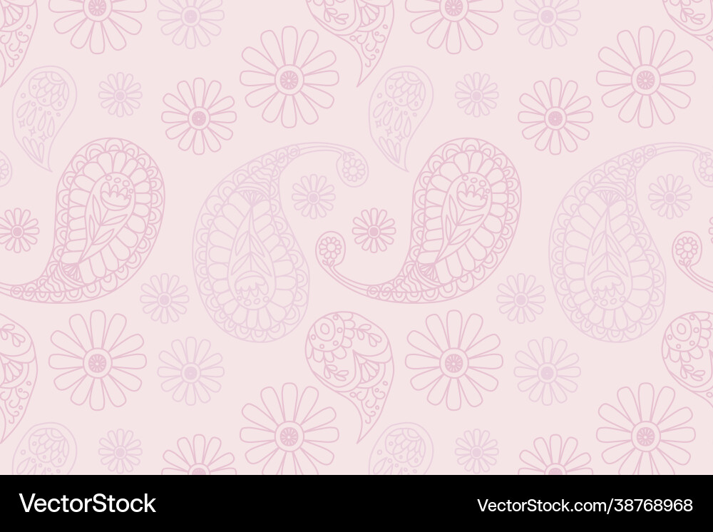 Pastel pink indian paisley pattern background Vector Image