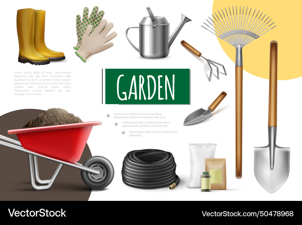 Realistic garden elements collection Royalty Free Vector