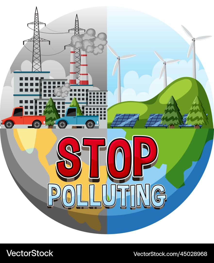 Stop pollution text banner design Royalty Free Vector Image