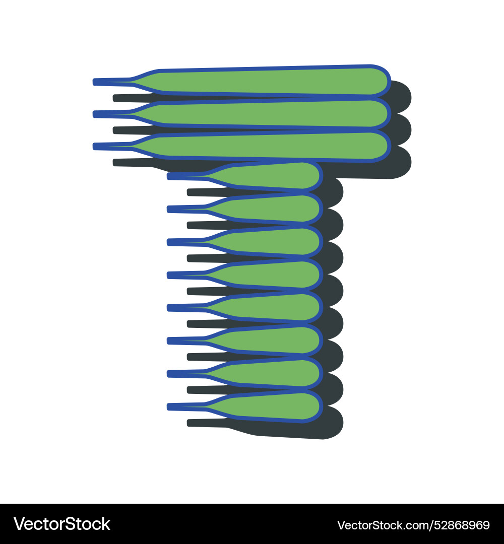 Art wind initial caps font capital letter t design