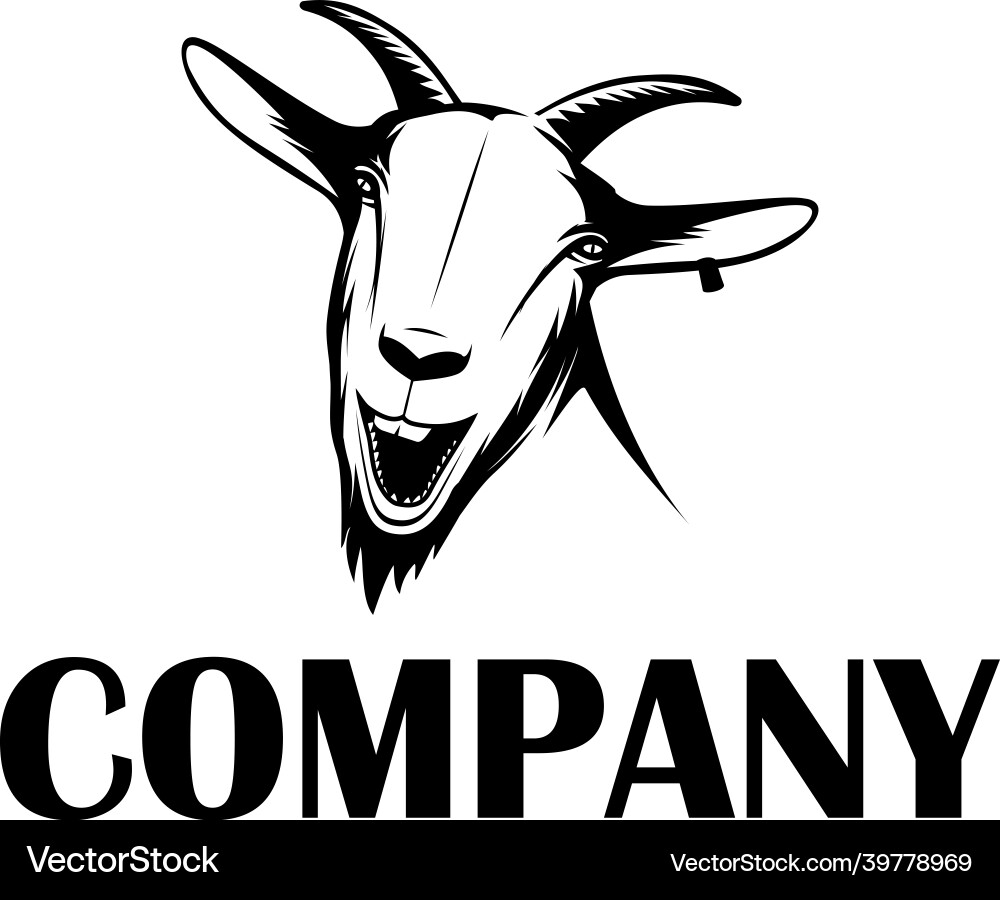 Crazy goat silhouette logo template Royalty Free Vector