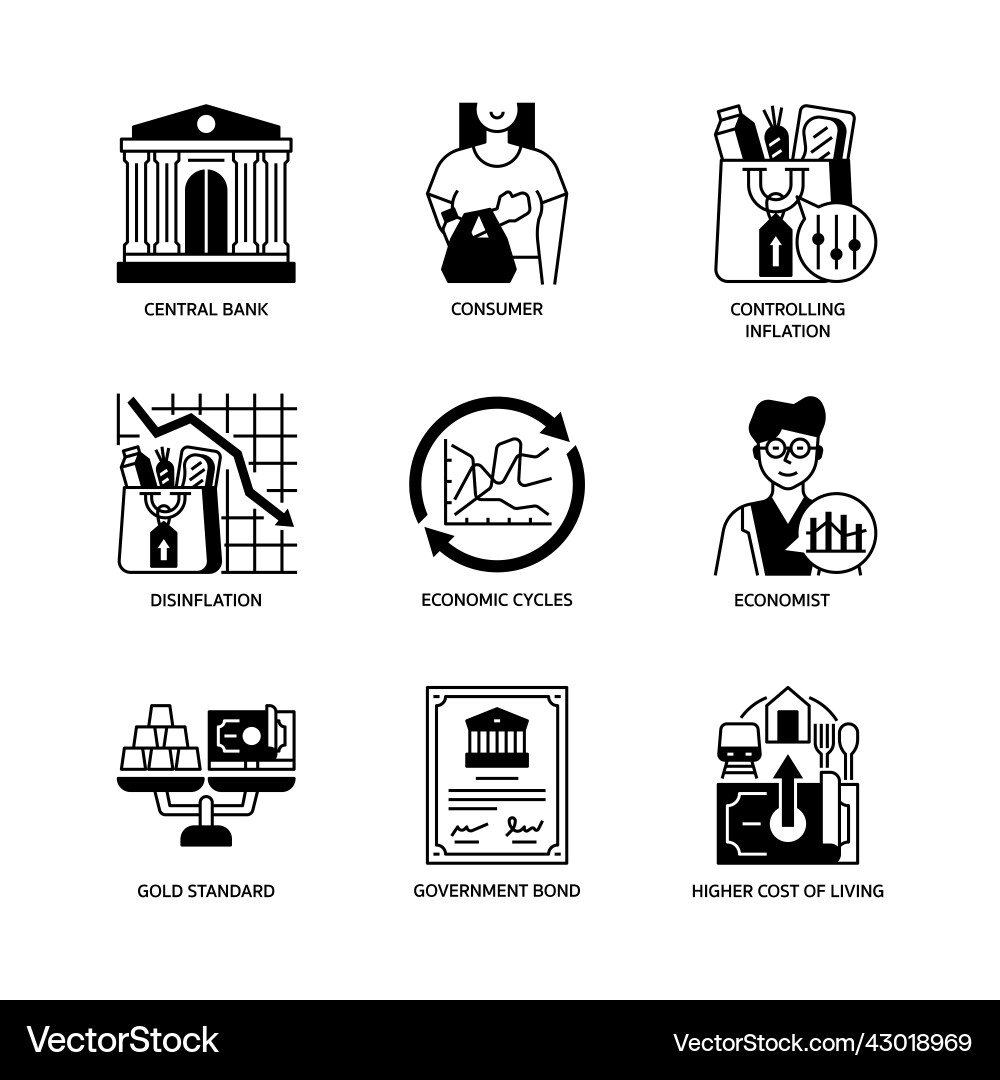Inflation icon set Royalty Free Vector Image - VectorStock