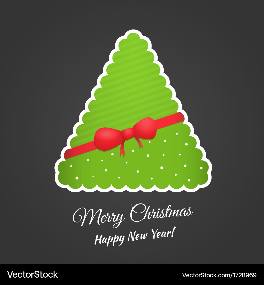 Paper christmas tree with bow and ribbon Vector Image