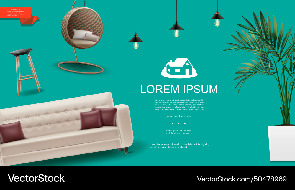 Realistic home interior template Royalty Free Vector Image