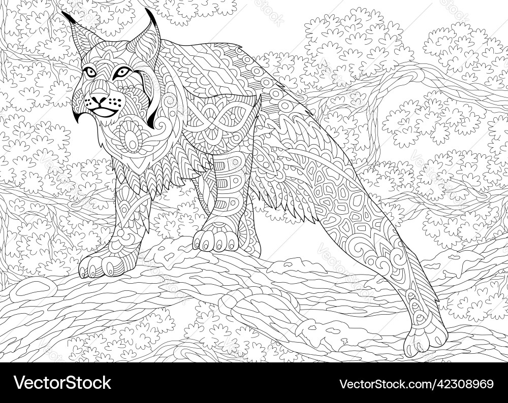 Stylized Wildcat Tangle Royalty Free Vector Image
