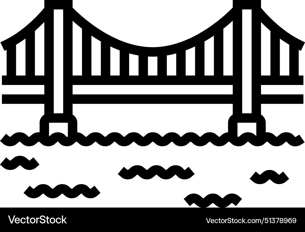 Suspension bridge line icon Royalty Free Vector Image