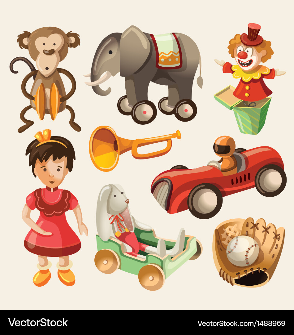 Vintage Toy Collection Royalty Free Vector Image