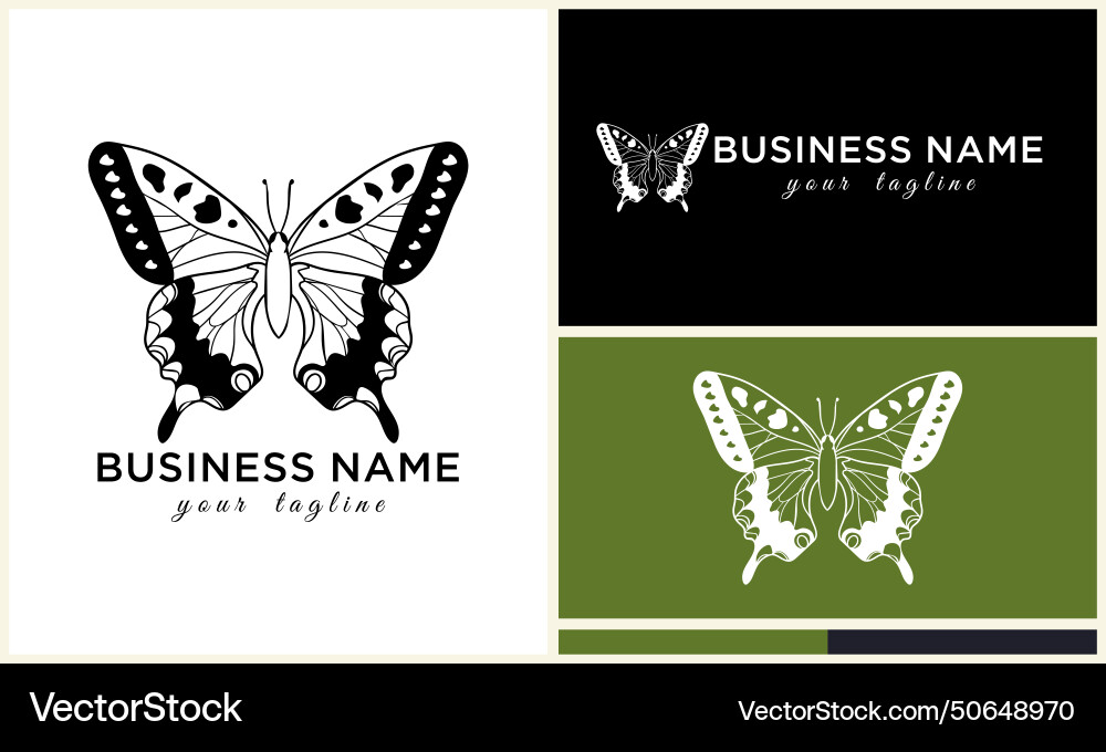 Butterfly line logo template Royalty Free Vector Image