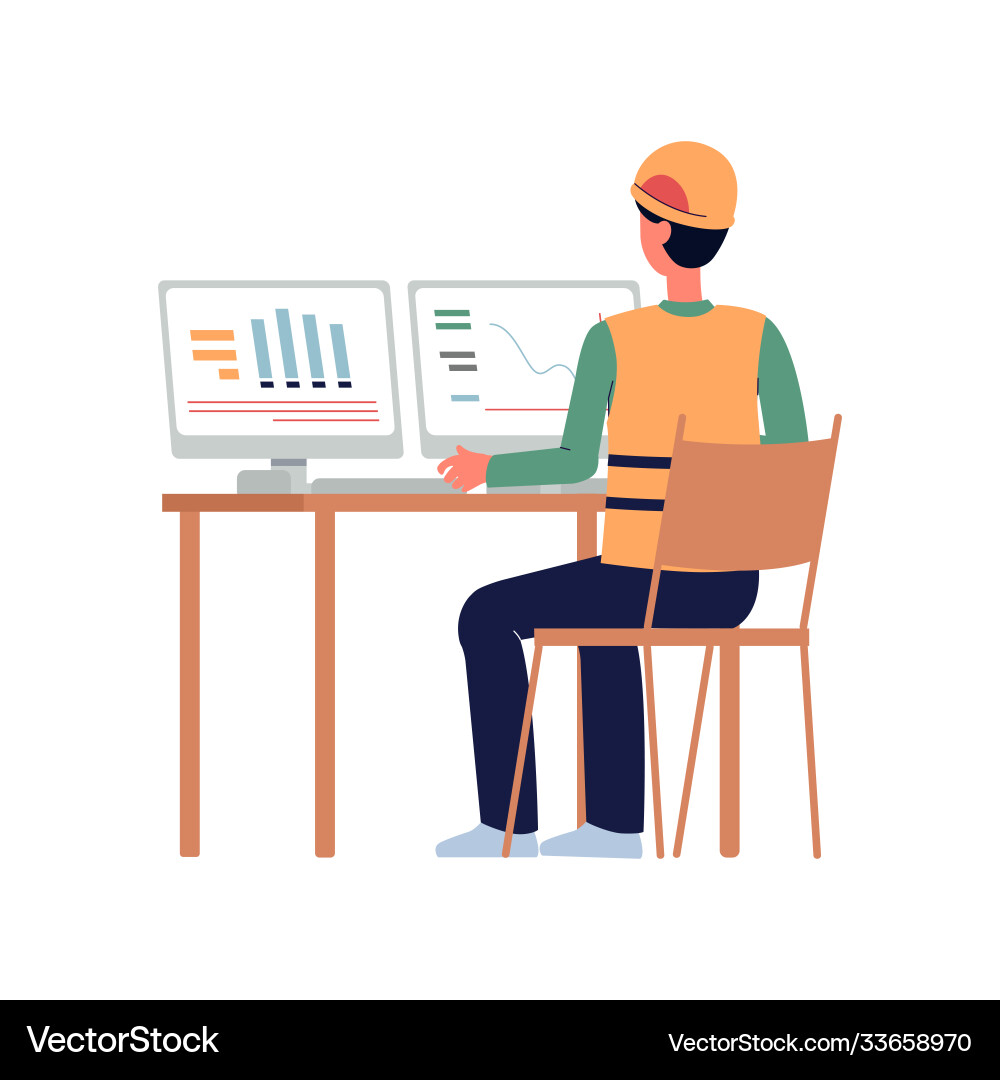 Cartoon engineer or construction worker looking Vector Image