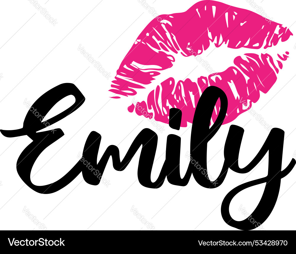 Emily name with lip Royalty Free Vector Image - VectorStock