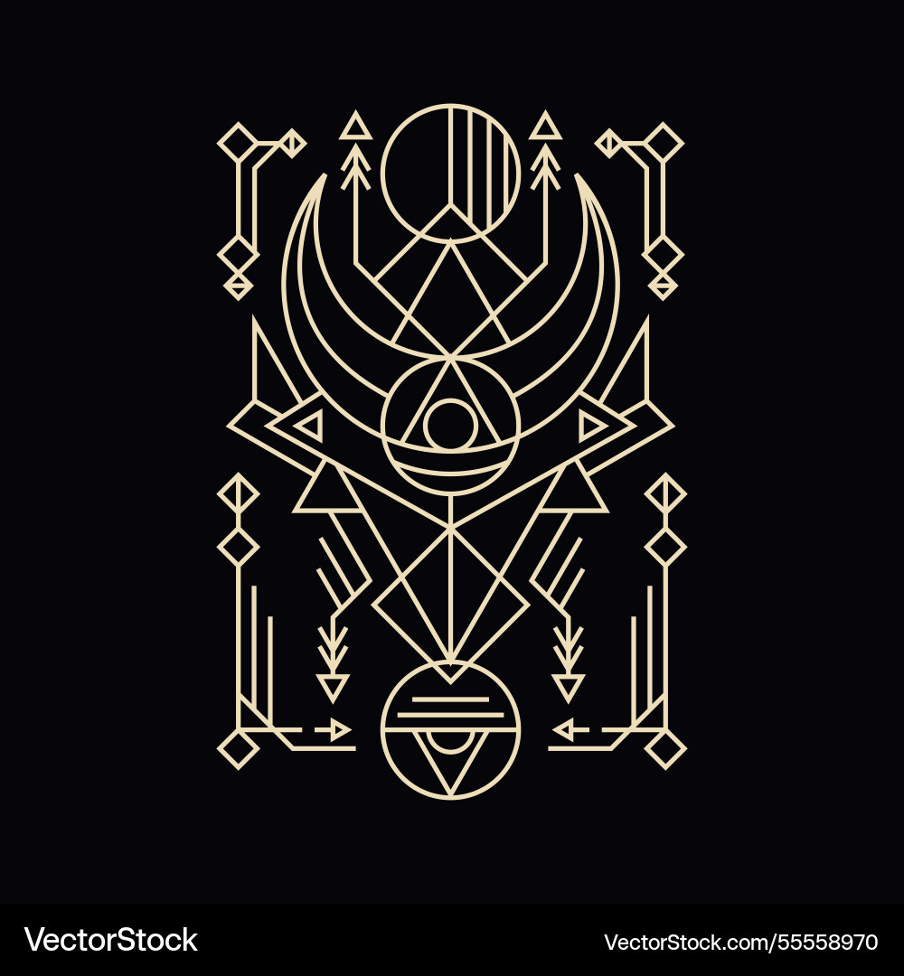 Geometry line half moon badge Royalty Free Vector Image