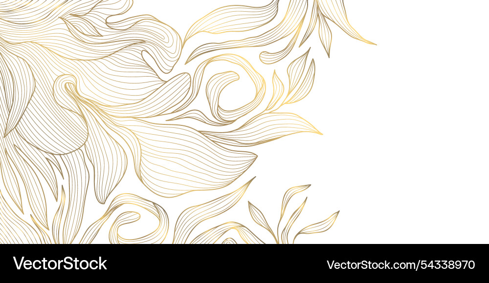 Gold and white line floral background Royalty Free Vector