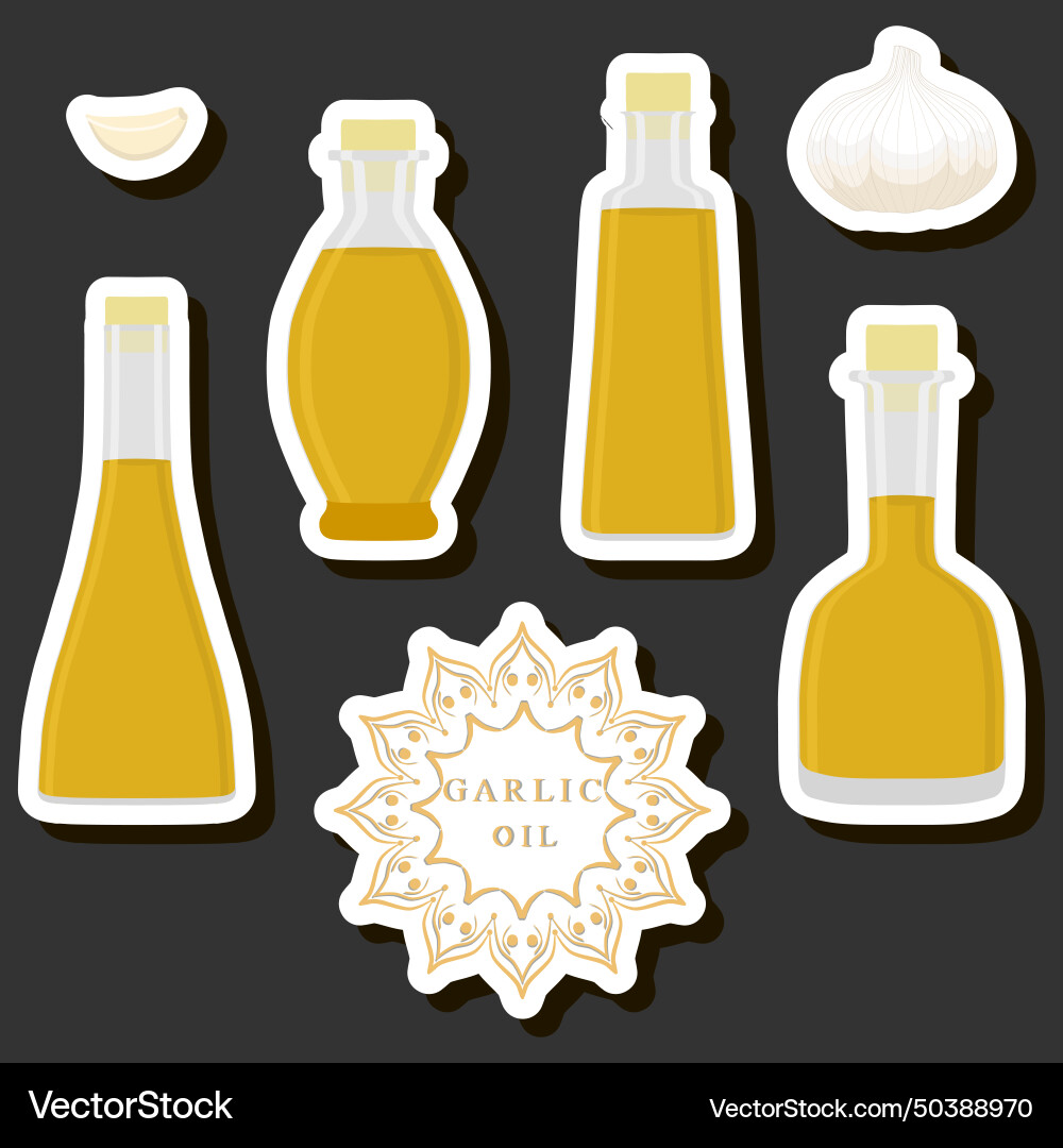 On theme big set different types liquid oil Vector Image