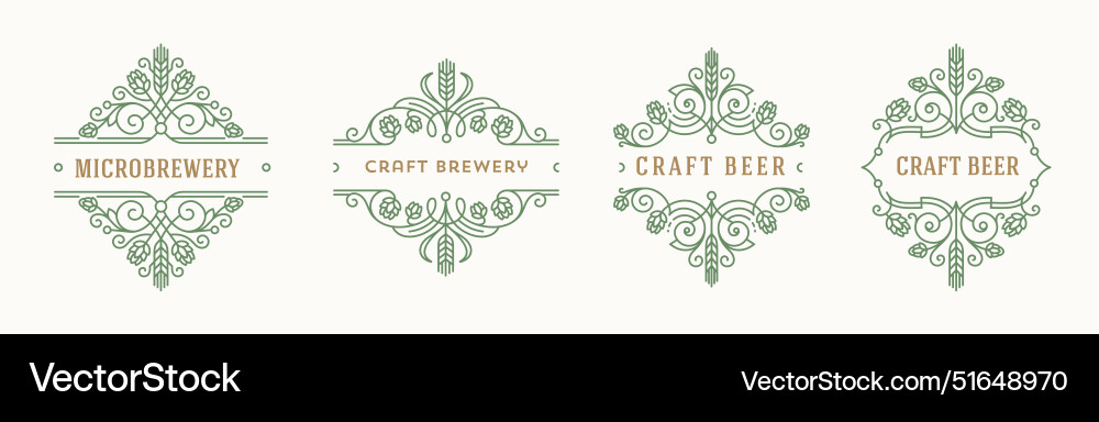 Set of beer labels and logo Royalty Free Vector Image