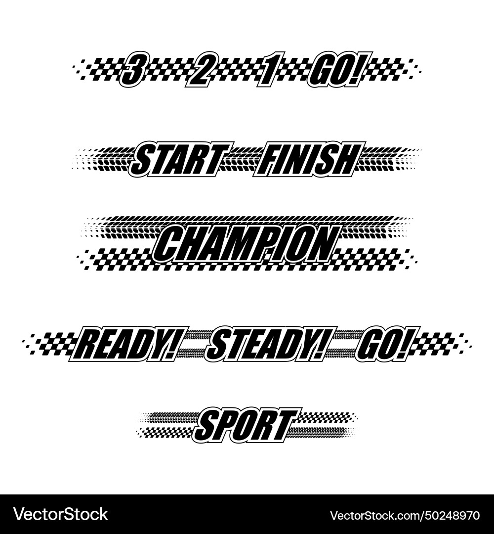 Sport race track checkered words Royalty Free Vector Image