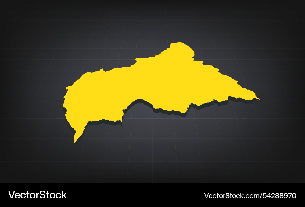 Yellow 3d map of central african on a dark Vector Image