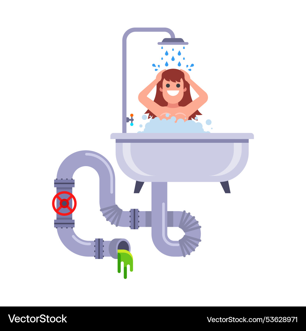Bathroom sewer diagram Royalty Free Vector Image