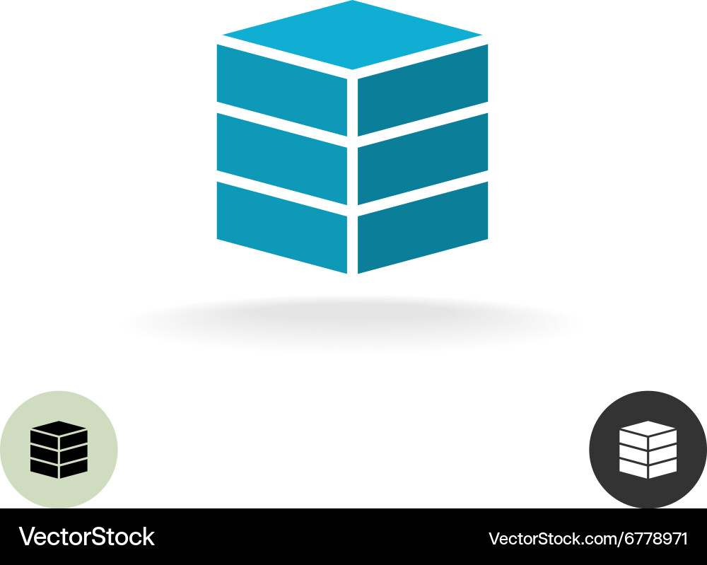 Data base logo simple geometric 3d box symbol Vector Image