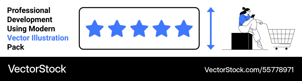 Five-star rating system and seated person using a Vector Image