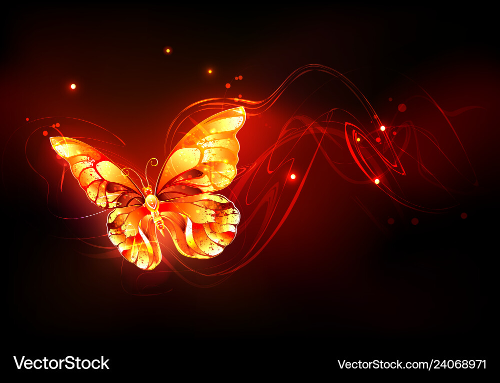 Flying fire butterfly Royalty Free Vector Image