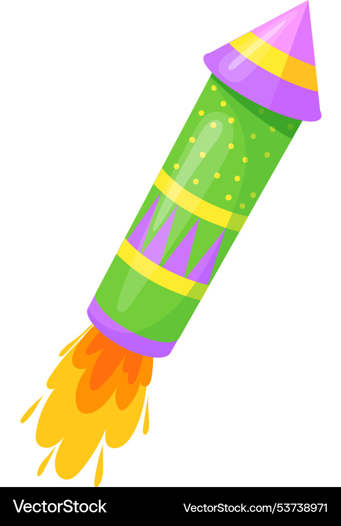 Flying firework rocket cartoon Royalty Free Vector Image
