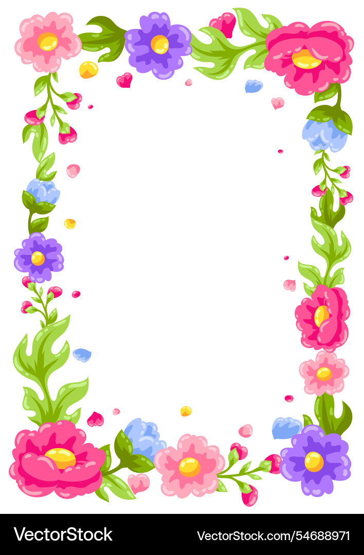 Frame with pretty flowers beautiful decorative Vector Image