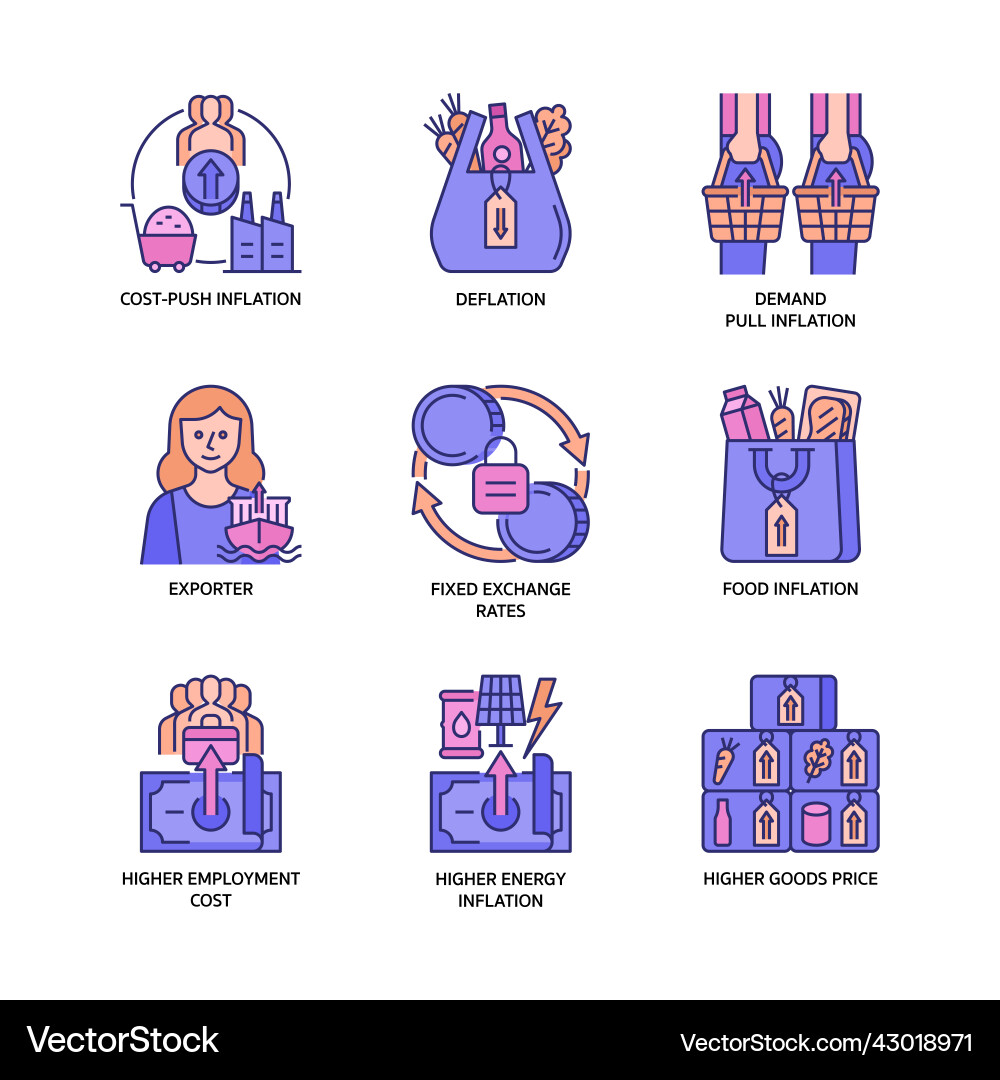 Inflation icon set Royalty Free Vector Image - VectorStock