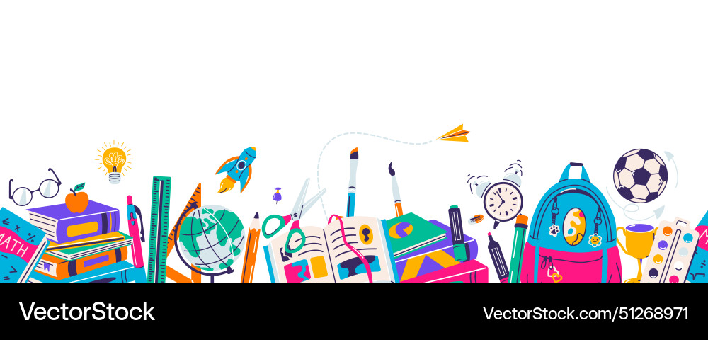 School Supplies Banner Royalty Free Vector Image