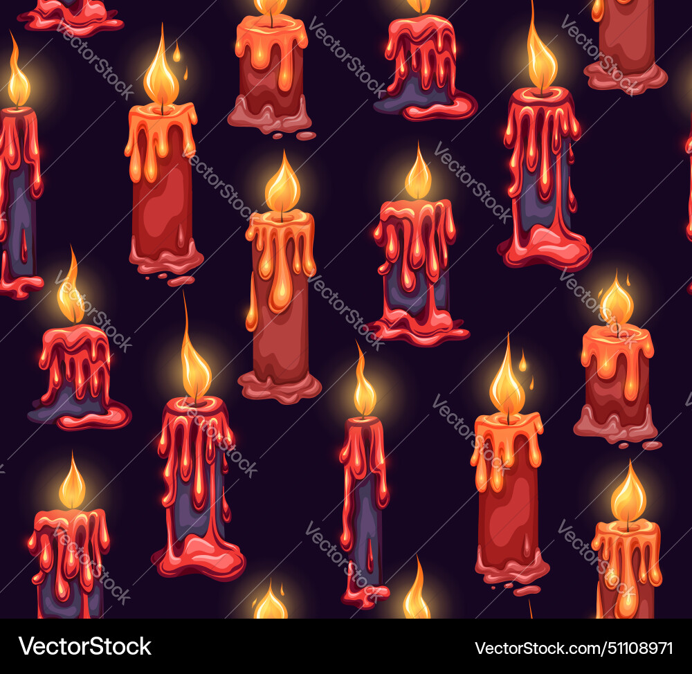 Seamless mystic pattern with red wax candles Vector Image