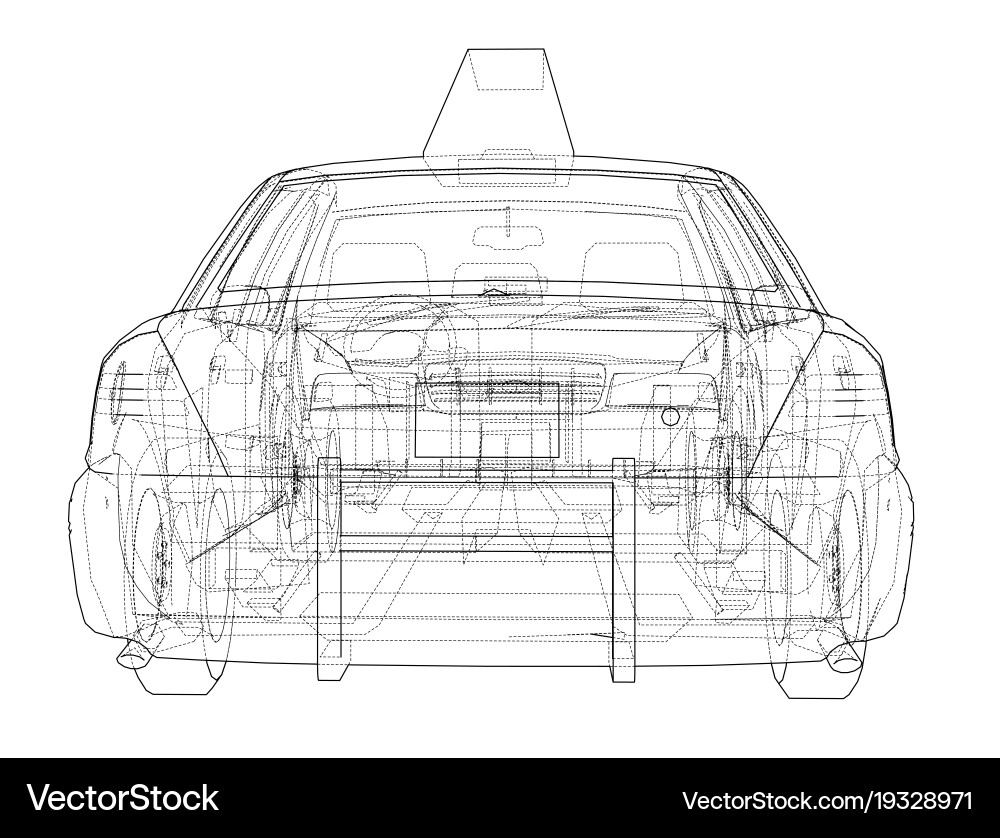 Taxi outline drawing Royalty Free Vector Image