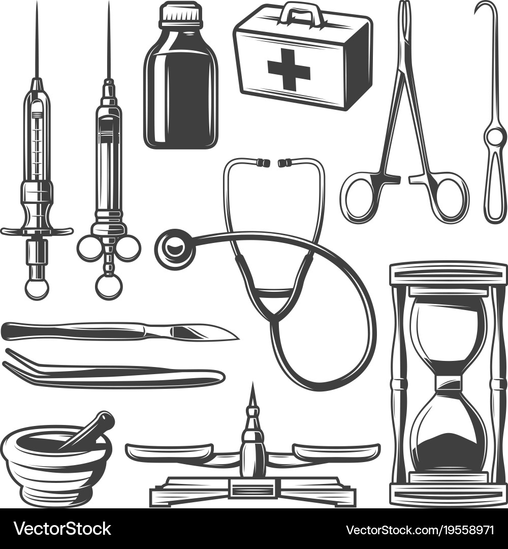 Vintage medical icons collection Royalty Free Vector Image