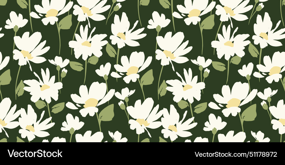 Abstract floral seamless pattern with chamomile Vector Image