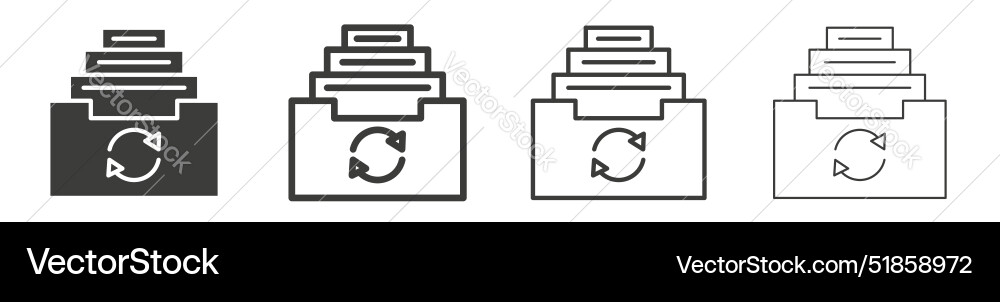 Archive icon set data file folder organize box Vector Image