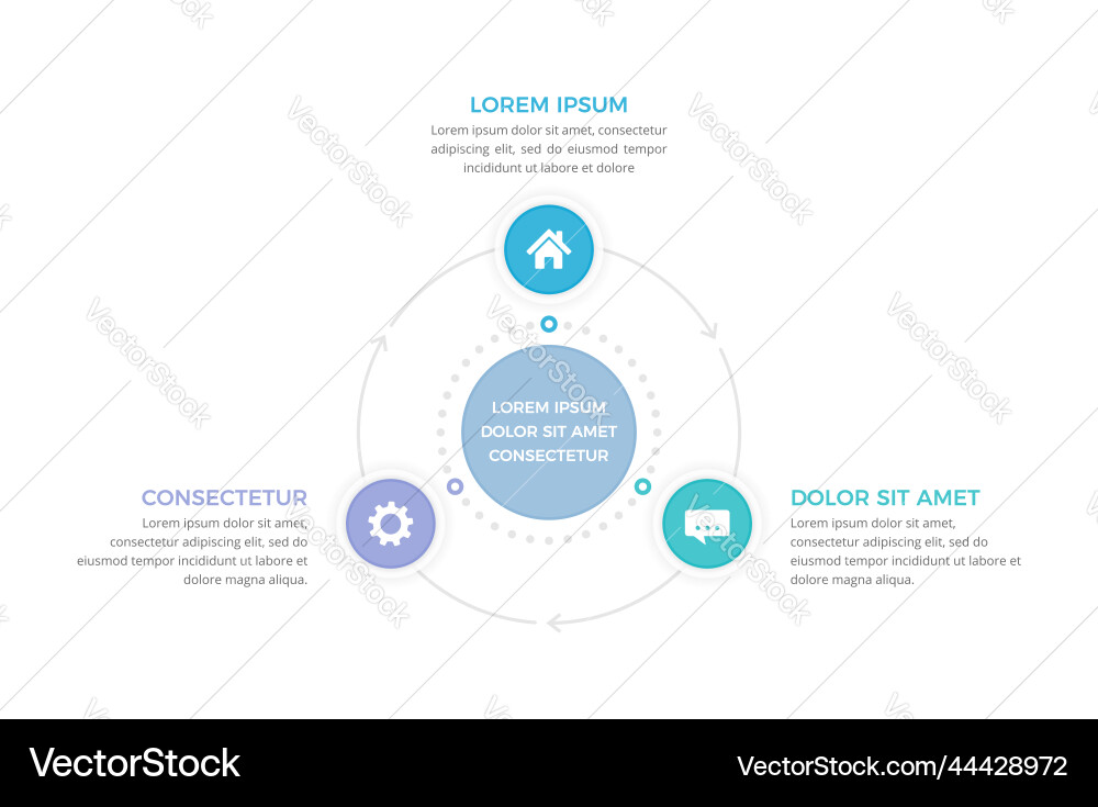 Circle diagram - three elements Royalty Free Vector Image