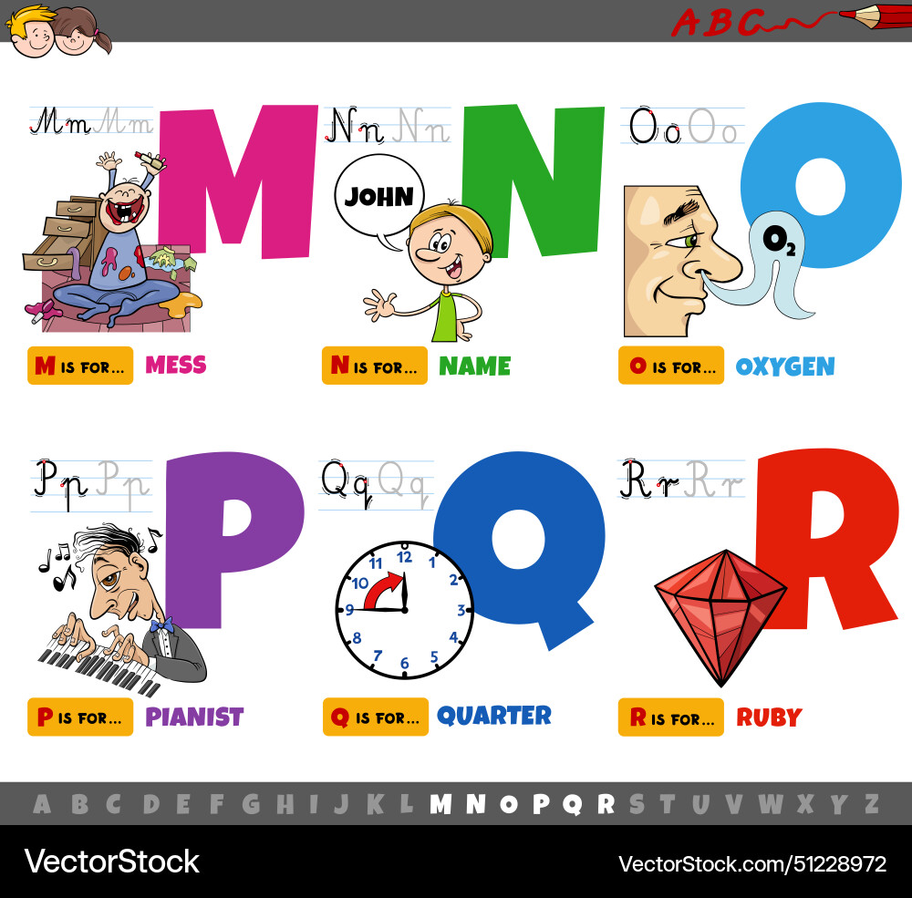 Educational cartoon alphabet letters for children Vector Image