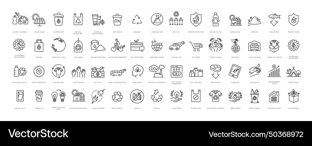 Environmental sustainability outline icons Vector Image