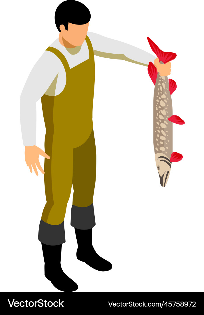 Fisherman with fish composition Royalty Free Vector Image