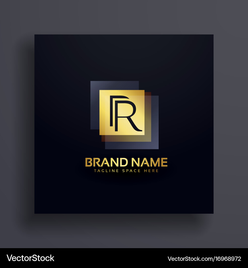 Letter r premium logo design concept in gold Vector Image