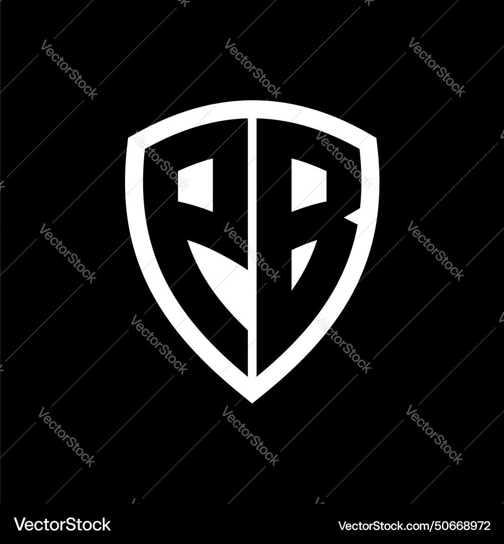 Pb monogram logo with bold letters shield shape Vector Image