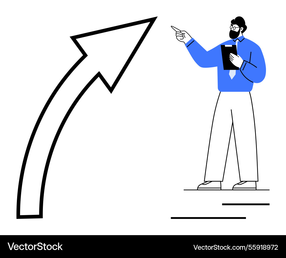 Professional pointing upward with clipboard Vector Image
