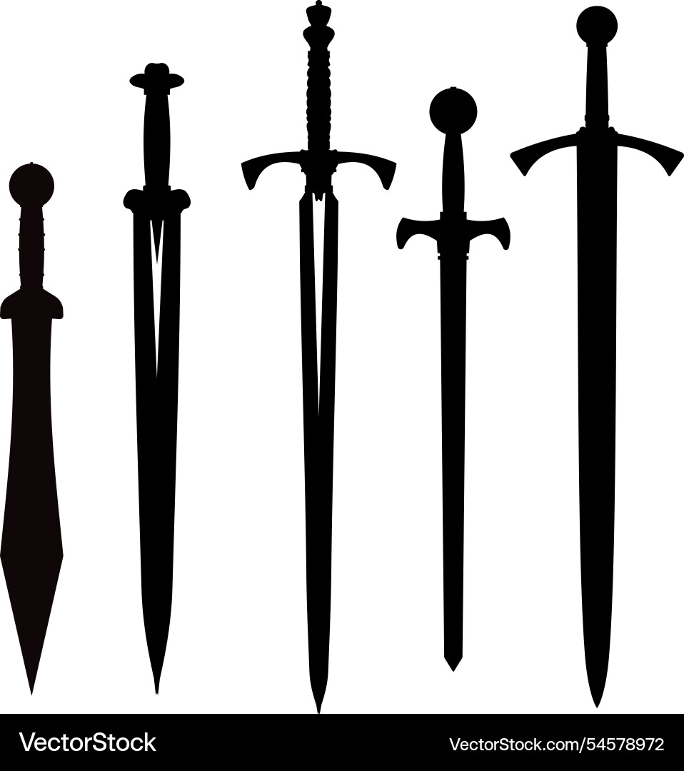 Set of sword silhouette Royalty Free Vector Image