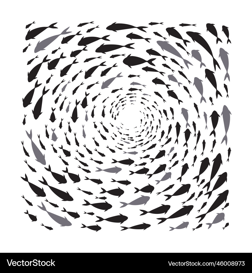 Aniomal flock fish school of logo template Vector Image