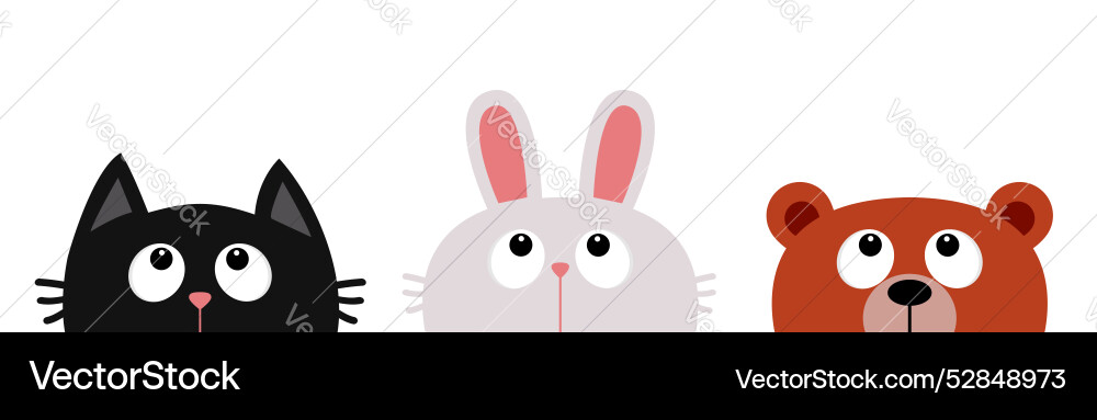 Black cat kitten white bunny rabbit brown bear Vector Image