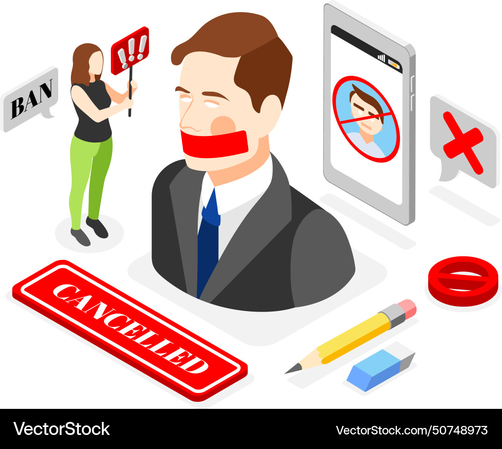 Cancel culture composition Royalty Free Vector Image