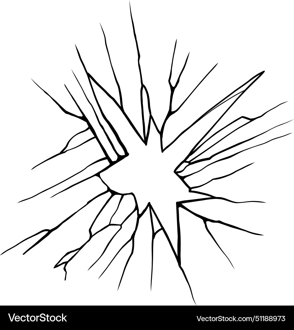 Cracked glass broken window shattered glassy Vector Image