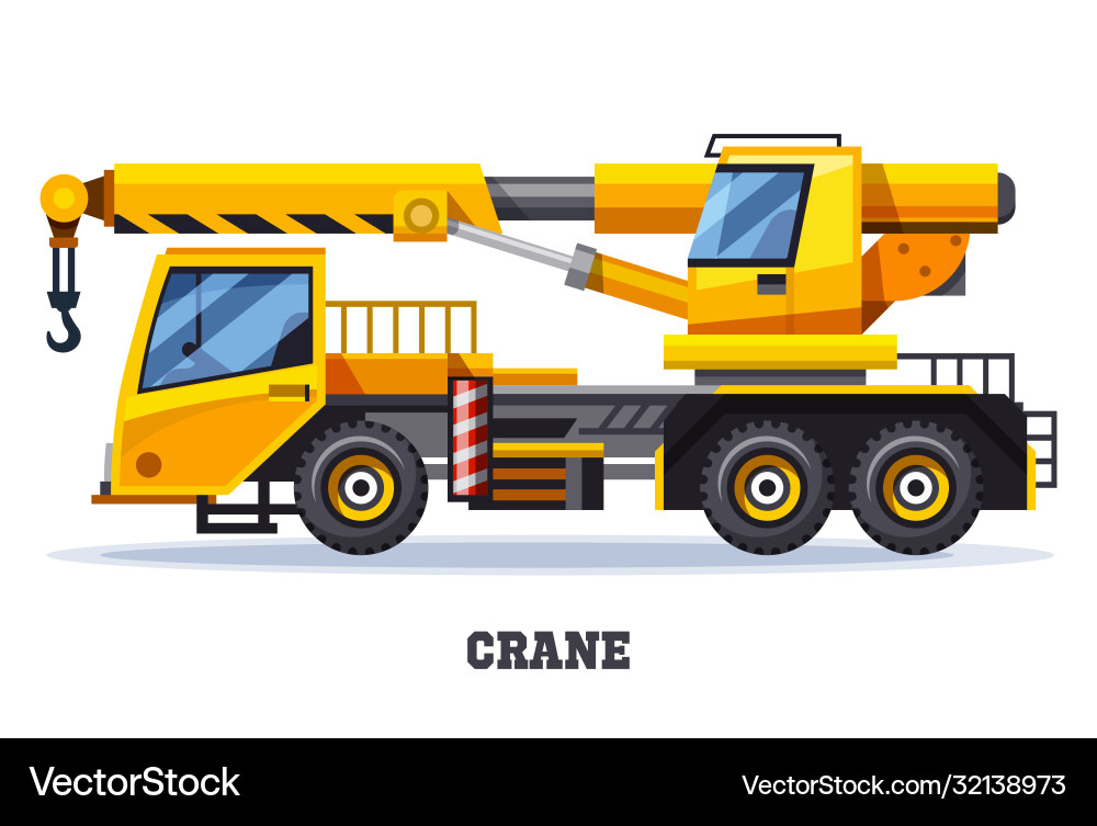 Crane truck or construction and lifting machinery Vector Image